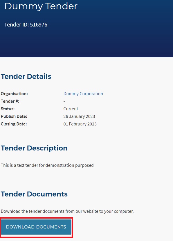 Downloading documents from our tenders